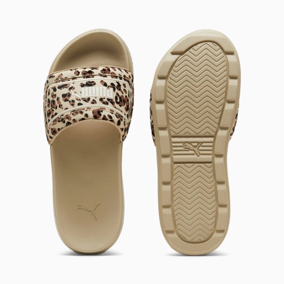 Puma | Shoes | Puma Womens Tan Leopard Print Slide Sandals | Poshmark